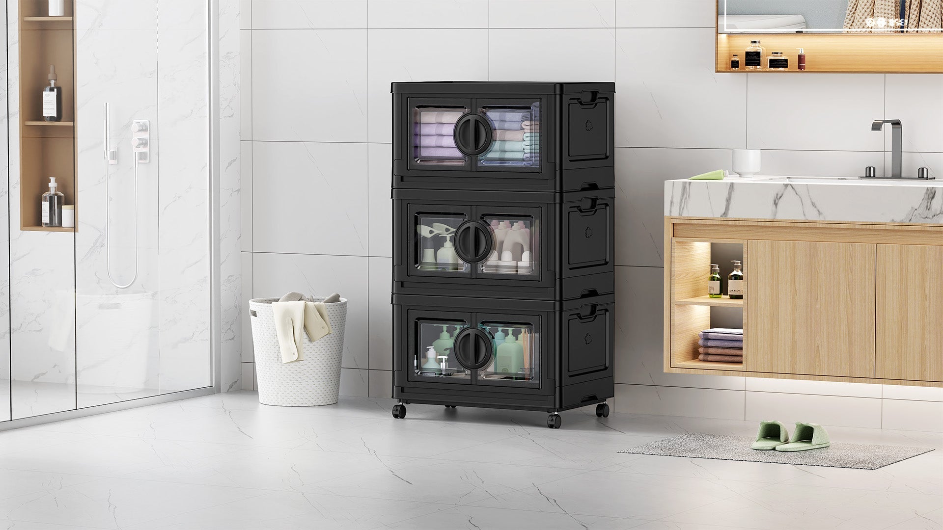 collapsible plastic storage bins